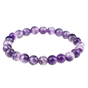 Adabele Real Natural Purple Amethyst Bracelet 7.5 inch Stretch Gemstone Beaded Bracelet Chakra Healing Crystal Stone Jewelry Women Men Mom Gift (Unisex) GB8-B16