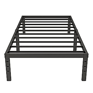 DURISO Twin Size Bed Frame 18 Inch Tall Twin Size Platform Heavy Duty Steel Slats Support Max 2000lbs Easy to Assemble No Box Spring Needed No Noise Black