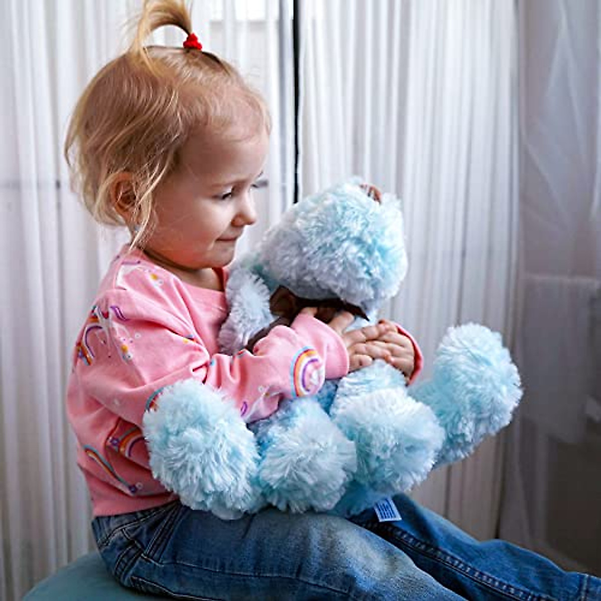 WEIGEDU Furry Poodle Puppy Dog Blue Stuffed Animal Plush Toys for Kids Boys Girls Birthday Bedtime Xmas Gift, 11.8 inches, Blue