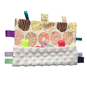 Lovey Baby Security Tags Blanket Soft Comfort Soothing Sensory Tag Plush Toy with Colorful Textured Ribbon Tag Blanket