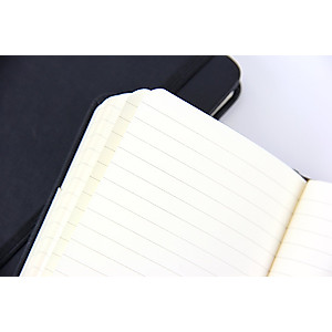 (2-Pack) Pocket Notebook 3.5" x 5.5", Small Hardcover Journal with Pen Holder, Inner Pockets, 100gsm Thick Ruled/Lined Paper, Black