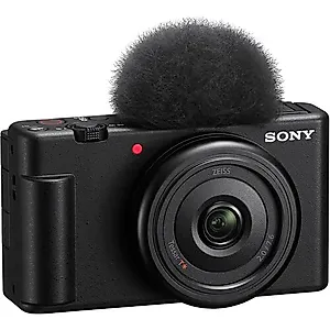 Sony ZV-1F Vlogging Camera (Black) (ZV1F/B) + Case + 64GB Card + Card Reader + Flex Tripod + Memory Wallet + Cap Keeper + Cleaning Kit (Renewed)