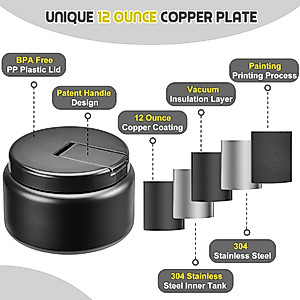 BOSEDSANG 13.5oz Soup Thermo for Hot Food Kids with Buckle Lid Insulated Vacuum Food Jar Wide Mouth Leakproof Stainless Steel Lunch Container (Black)