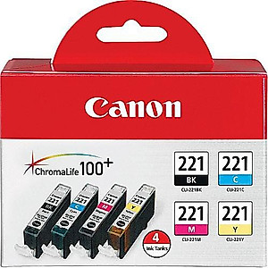 Canon CLI-221 Four-Color Ink Tank Pack + Canon PGI-220 Black Ink Tank 3-Pack