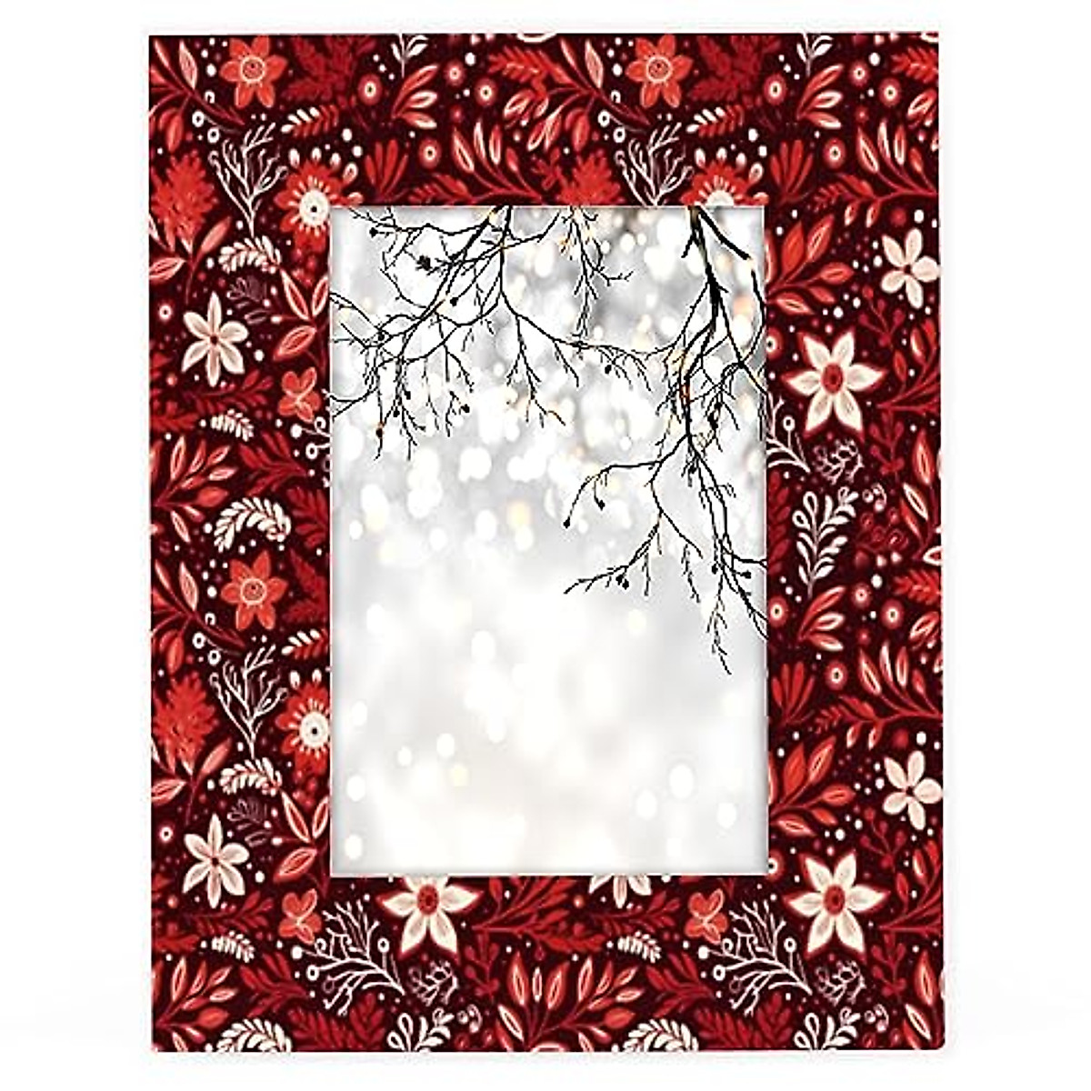 cfpolar 4x6 Inch Environmentally Friendly Wood Photo Frame With High-Definition Acrylic Board For Table Top Display And Wall Mounting Photo Frame File Frames Red Flower Cluster