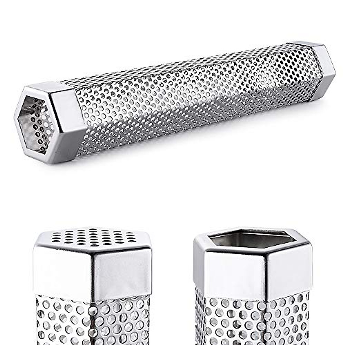 Pellet Smoker Tube for Grilling, 12 inches Premium Stainless Steel BBQ Wood Pellet Tube Smoker for Gas Charcoal Electric Grill or Smokers, Hexagonal