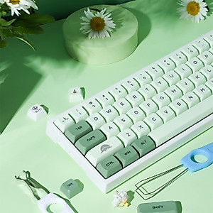 BOYI WK68 Hot Swappable RGB Mechanical Keyboard,Wireless Bluetooth 5.0/2.4G/Wired Type-C Tri-Mode PBT Sublimation Keycaps 65% Gaming Keyboard(Gateron Yellow Switch,Matcha XDA Keycaps)