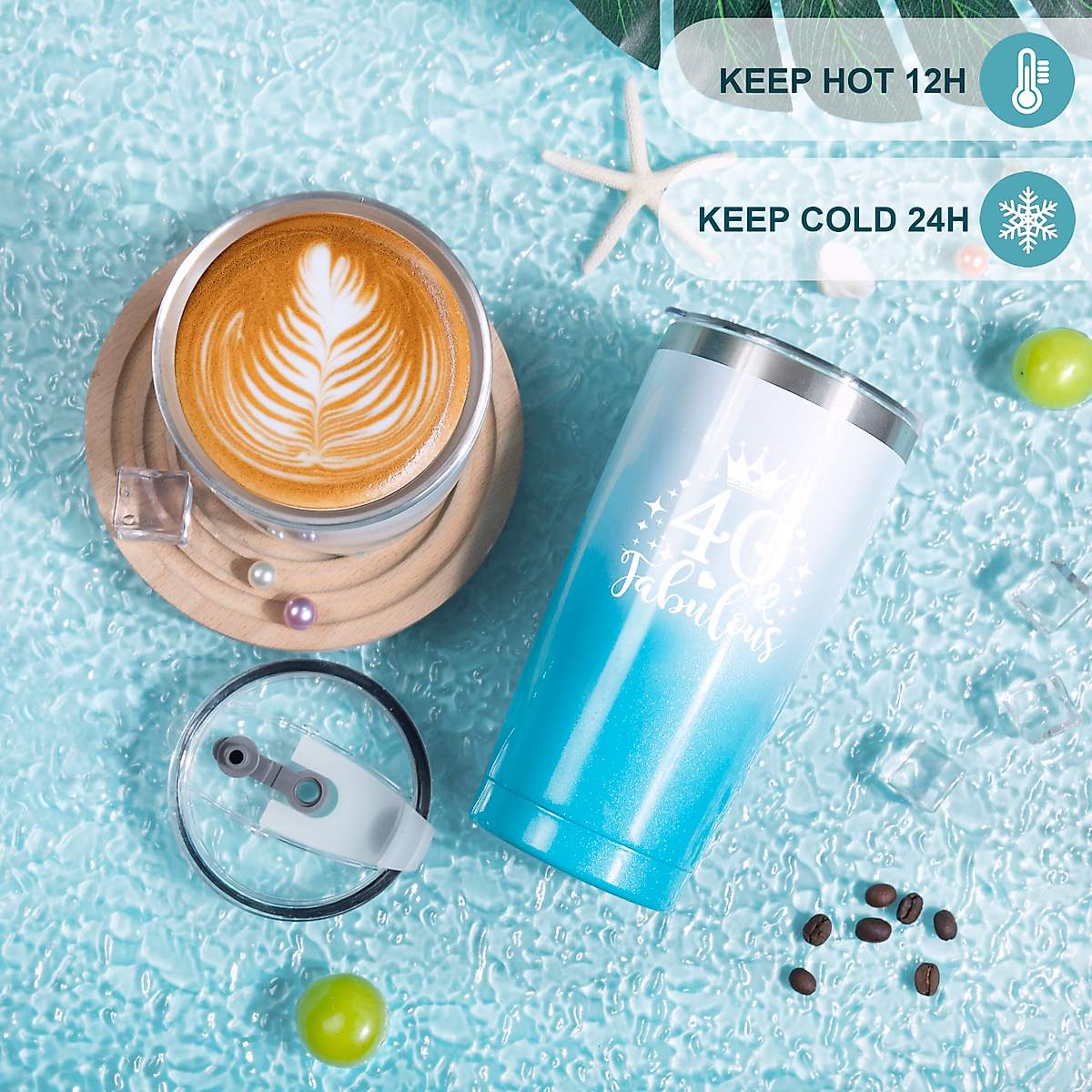 40th Birthday Gifts for Women, 40th Birthday Gifts for Her Mom Sister Friend Wife Coworke, 40 Fabulous Tumbler Gift Baskets for 40 Year Old Women, Unique 40 Birthday Gifts Ideas