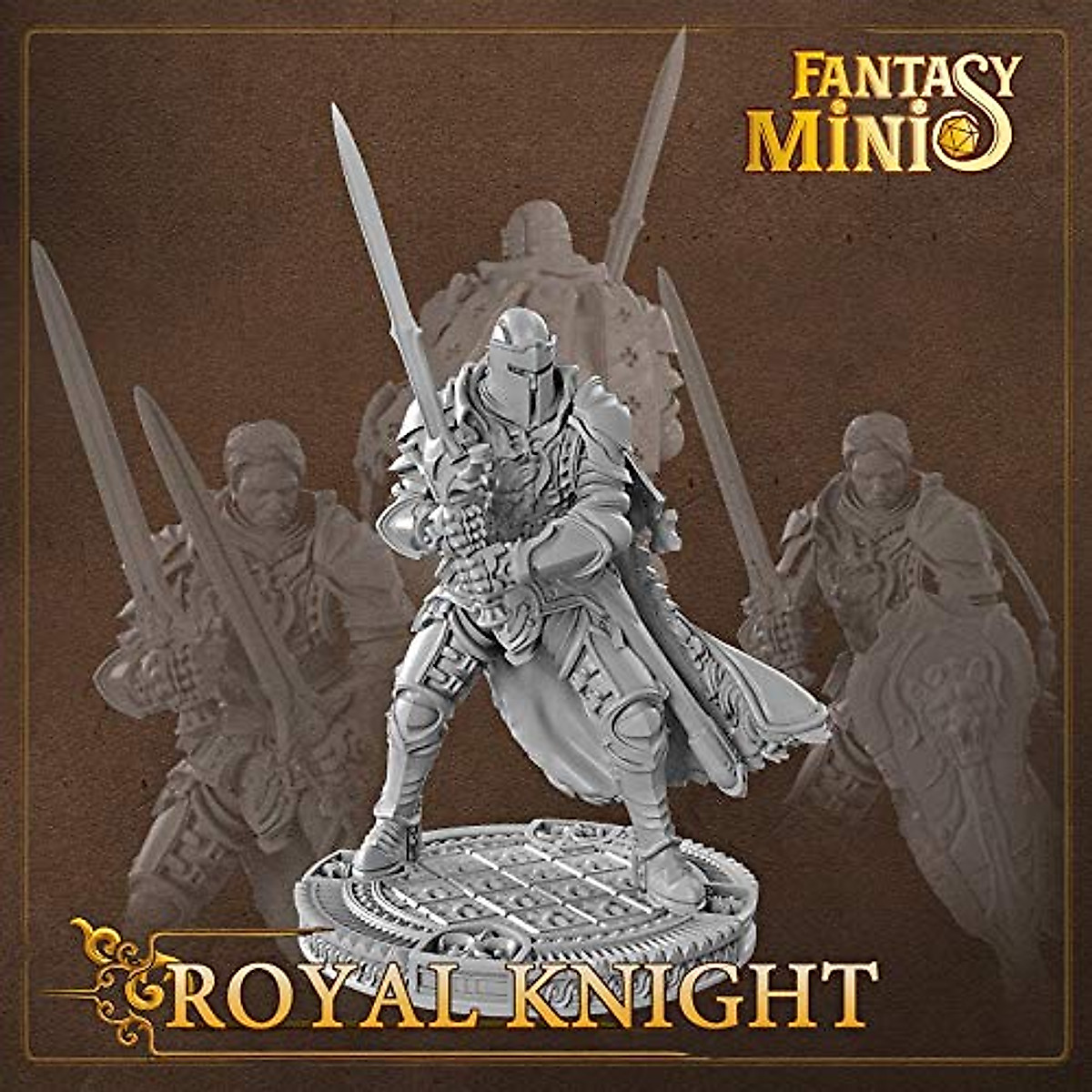 Fantasy Minis 28mm Royal Knight Miniature for Tabletop RPG (D&D, DND, Dungeons and Dragons, Pathfinder, Frostgrave)