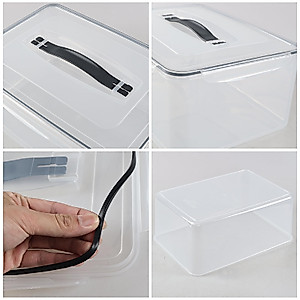 Innouse 4-Pack Sealed Food Storage Containers with Lid, Clear Plastic Storage Boxes Bin with Handle