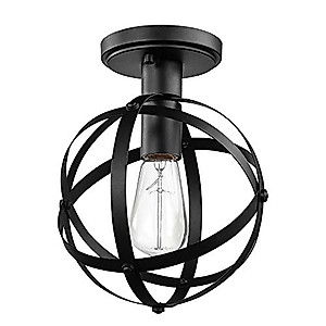 Globe Electric Tatum 1 Dark Bronze Flush Mount Ceiling Light 60877, Brown