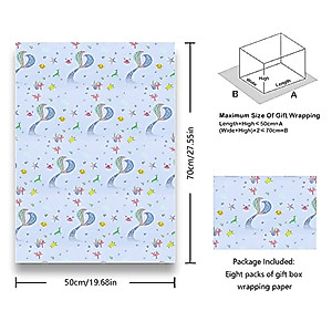 Mermaid Scale Wrapping Papers, 8 Sheets 4 Styles Mermaid Gift Wrapping Paper, Colorful Wrapping Paper For Girls Women Boys Men For Fancy Birthday Party Baby Shower, Folded Flat 20x28 Inch Per Sheet
