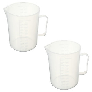 Aicosineg 2Pcs Measuring Cups 1000ml Plastic Graduated Cups PP Plastic Graduated Beaker Measuring Pitcher Pour Cup Liquid Measuring Mixing Cups Plastic Measuring Cup with Handle for Lab Science