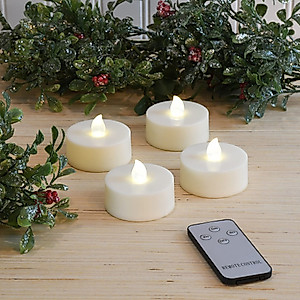 LumaBase Extra Large Battery Operated Tea Lights with Remote Control, White - Set of 4