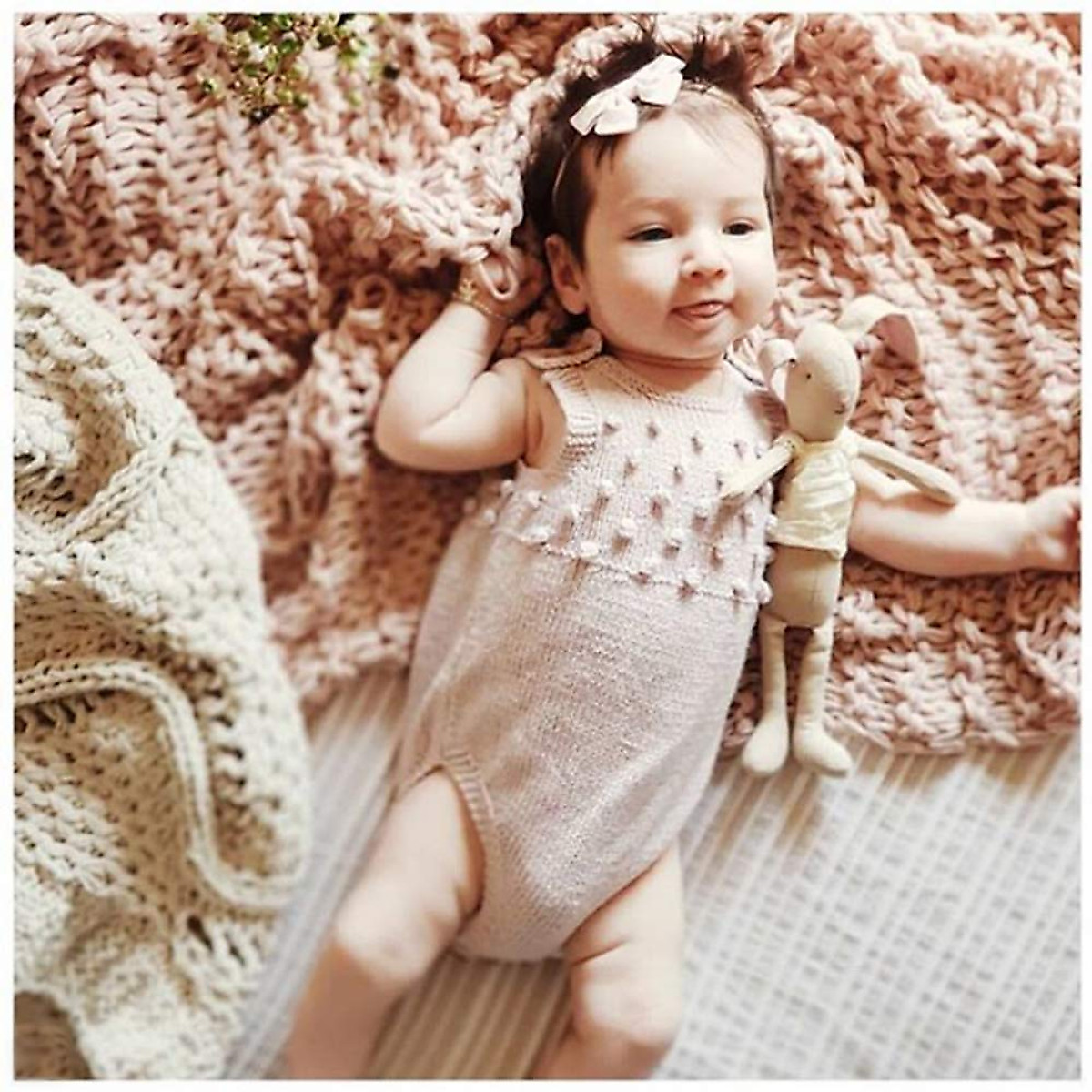 Cherssy Baby Bows and Headbands, 3pcs Super Stretchy Nylon Hairbands for Newborn Infant Toddler Baby Girls