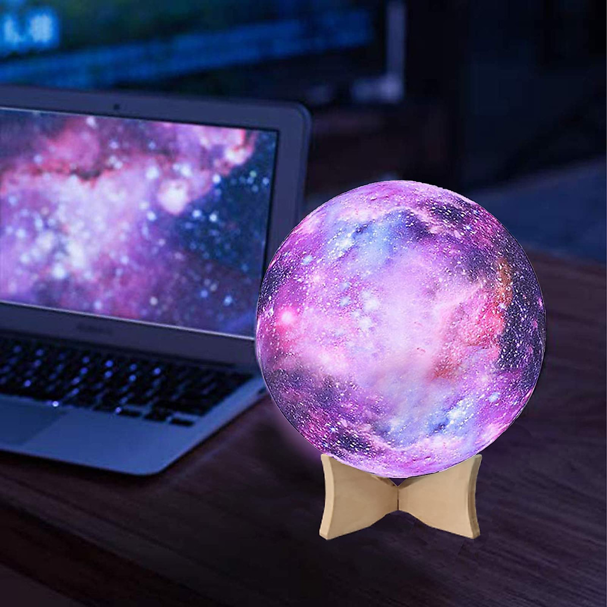 YouOKLight Moon lamp, 16 Colors LED Star Light Kids Night Light Galaxy Lamp with Stand, Remote, Touch Control and USB Rechargeable, 3D Night Lamp for Baby Kids Lover Birthday Party Gifts (5.9 Inch)…