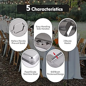 4 Pack 8QT Chafing Dish Buffet Set with 2 Full Size, 2 Half Size, 3 1/3 Size Food Pans, Stainless Steel Buffet Chafers Catering Food Warmers for Party/Buffet/Wedding/Banquet/Catering Events