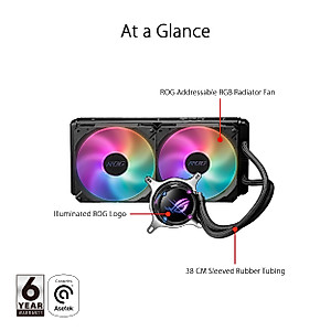 ASUS ROG Strix LC II 280 ARGB all-in-one liquid CPU cooler(AIO) with Aura Sync, AMD AM4/TR4, and Intel LGA 1150/1151/1155/1156/1200/2066 support, dual ROG 140 mm addressable RGB radiator fans