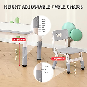 JIAOQIU Kids Table and Chairs, Kids Table (6 Chairs) Kids Table and Chair Set, Toddler Table and Chairs, Kids Table and Chair Set 5-8 Year Old with 4 Leg Covers +12 Color pens