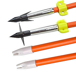 AMEYXGS Archery Bow Fishing Arrow and Bowfishing Reel Seat Kit Fiberglass Bowfishing Arrow Spinning Aluminum Alloy Reel Seat Mount for Hunting Accessory (Orange, 6 pcs Arrow + 1 Reel)