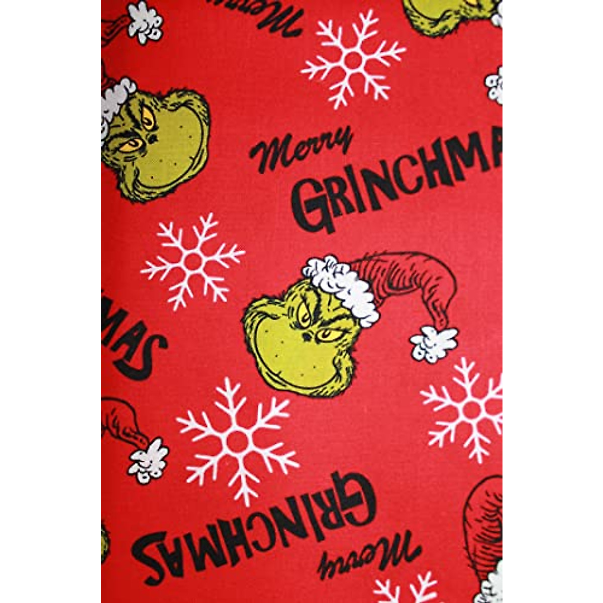 How The Grinch Stole Christmas Fabric Merry Grinchmas Fabric Red with White Snowflakes Sold by The Fat Quarter (18" X 22") New BTFQ