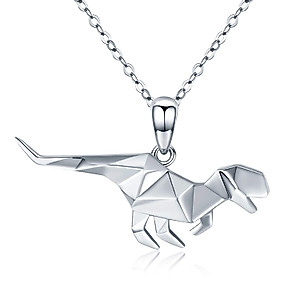 JUSTKIDSTOY Dinosaur Necklace for Women 925 Sterling Silver Cute Animal T-Rex Pendant Necklace Dinosaur Jewelry Gifts