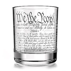 Constitution Of The United States - Old Fashioned Whiskey Rocks Glass - We The People American USA Patriotic Gift - 12 oz