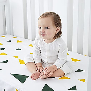 DuoMiaoMiao Baby Crib Sheets, Soft Fitted Sheets for Standard Crib, Breathable Microfiber Playard Mattress Sheet for Toddler Mattresses, 28 x 52 Inches Crib Sheet, White Triangle