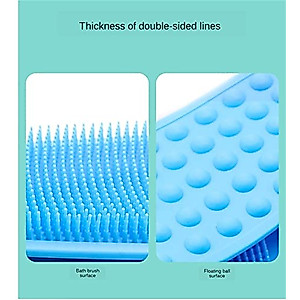 Silicone Bath Towel Scrubber with Bath Towel Holder, Exfoliating Back Scrubber for Shower Cleaning, Silicone Exfoliating Body Scrubber with Non-Slip Handle for Men and Women (Blue, 27.6 inches)