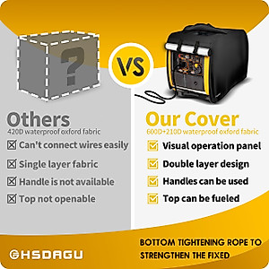 HSDAGU Generator Cover,Outdoor Generator Cover with Visual Control Window,600D+210D Waterproof Oxford cloth,Size of 24 "Lx19" Wx21 "H inches,Suitable for Champion 200988 ,Wen58380i DF451i.etc (black).
