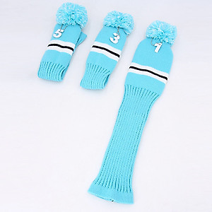 SM SunniMix 3 Pieces Knitted Golf Headcover Driver Cover Anti-Slip Golf Club Wood Head Covers for Driver Wood, Fairway Wood and Hybrid(UT) Protect Sleeves