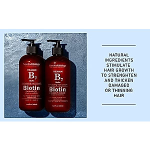 New York Biology Biotin Shampoo and Conditioner Set for Hair Growth and Thinning Hair – Thickening Formula for Hair Loss Treatment – For Men & Women – Anti Dandruff - 16.9 fl Oz