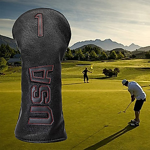 Synthetic Leather Golf Driver Headcovers for Golf Clubs, Golf Driver Covers for Golf Clubs, Black Golf Driver Cover USA fits for Taylormade, Mizuno, Ping 450CC 460CC Drivers, Men