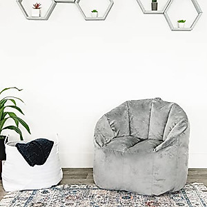 Big Joe Milano Bean Bag Chair, Gray Plush, Soft Polyester, 2.5 feet