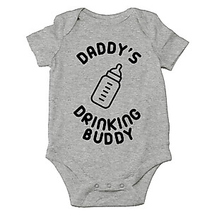 Crazy Bros Tee's Daddy's Drinking Buddy Baby Bodysuit Funny Baby Clothes Perfect Newborn Romper Cute Outfit (6 Months, Heather Grey)