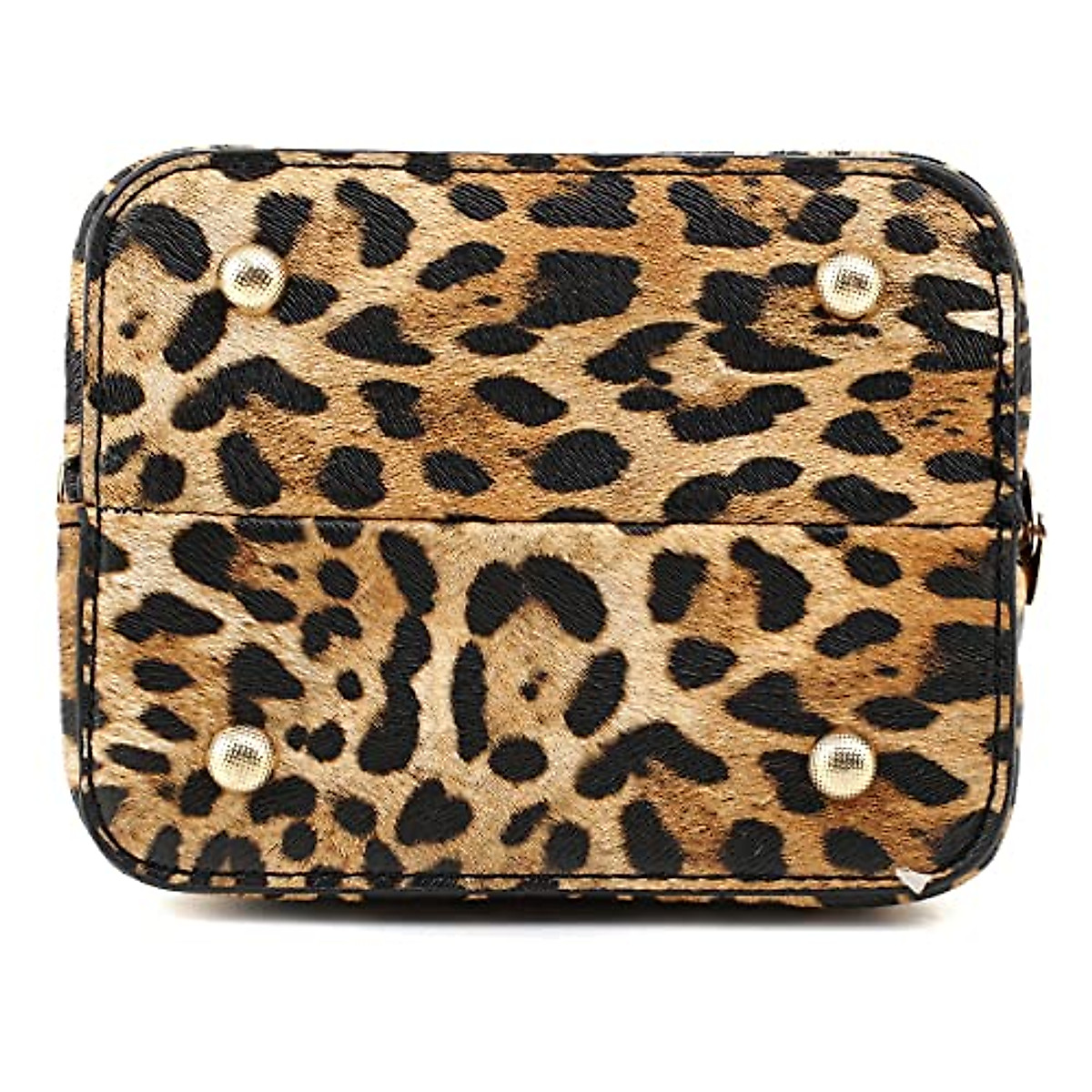 Crocodile Ostrich Snake Leopard Frame Small Vegan Leather Handle Clutch Purse (Matte Leopard Print - Brown/Red)