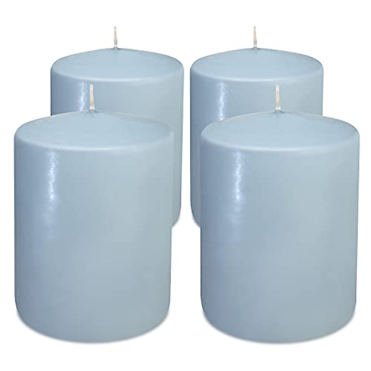 Hyoola Ice Blue Pillar Candles 2 x 3 Inch - 4 Pack Unscented Pillar Candles Bulk - European Made