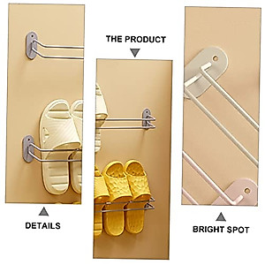 WATIIFUFU 1pc Shoe Storage Rack Adhesive Shoe Organizer Bathroom Towel Rod Wall Mounted Shoe Rack Towel Holder Wall Shoe Rack Organizer Towel Racks Wall-Mounted Carbon Steel Sandal Rack