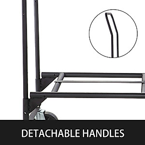 BestEquip Hand Truck Convertible Dolly 200lb/300lb with 10inch Pneumatic Wheels in Black