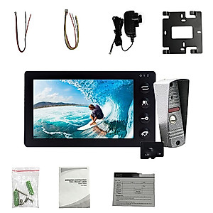 FBITE Video Door Phone Intercom System 7 Inch White Indoor Monitor Night Vision Rainproof Outdoor Doorbell