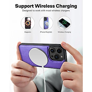 OCASE for iPhone 15 Pro Detachable Wallet Case with Card Holder, [2 in 1] PU Leather Flip Folio Case with RFID Blocking Magnetic Stand Removable Shockproof Phone Cover 6.1 Inch, Purple