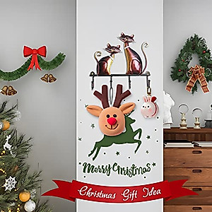 Tooarts Wall Mounted Key Holder Iron Cat Wall Hanger Hook Decor 4 Hooks for Coats Bags Wall Mount Clothes Holder Decorative Gift