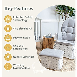 Glider Skirt, Universal Fit Safety Skirt for Glider Chair and Ottoman for Nursery, Baby Proofing Pinch Guard, Glider Chair and Ottoman Sold Separately, Safe Harbor Anchor Style