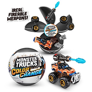 5 Surprise Monster Trucks Series 3 Color Change (2 Pack) by ZURU Collectible Racing Battle Surprise Fireable Weapons Action Toys for Boys