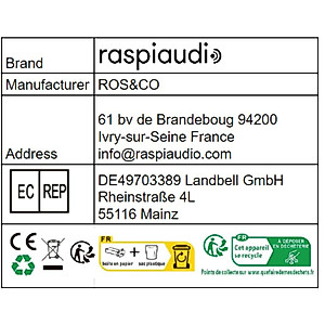 RASPIAUDIO Audio DAC Hat Sound Card (Audio+V2) for Raspberry PI5 All Models Pi4 /Pi Zero / Pi3 / Pi3B / Pi3B+ / Better Quality Than USB