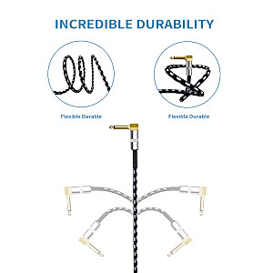 Penker 2 Pack Guitar Instrument Cable 6FT,Right Angle 1/4-Inch TS to Straight 1/4-Inch TS Gold Plated 6.35mm Guitar Cord,2 Meter for Guitar Bass Keyboard Effector Microphone Mixer