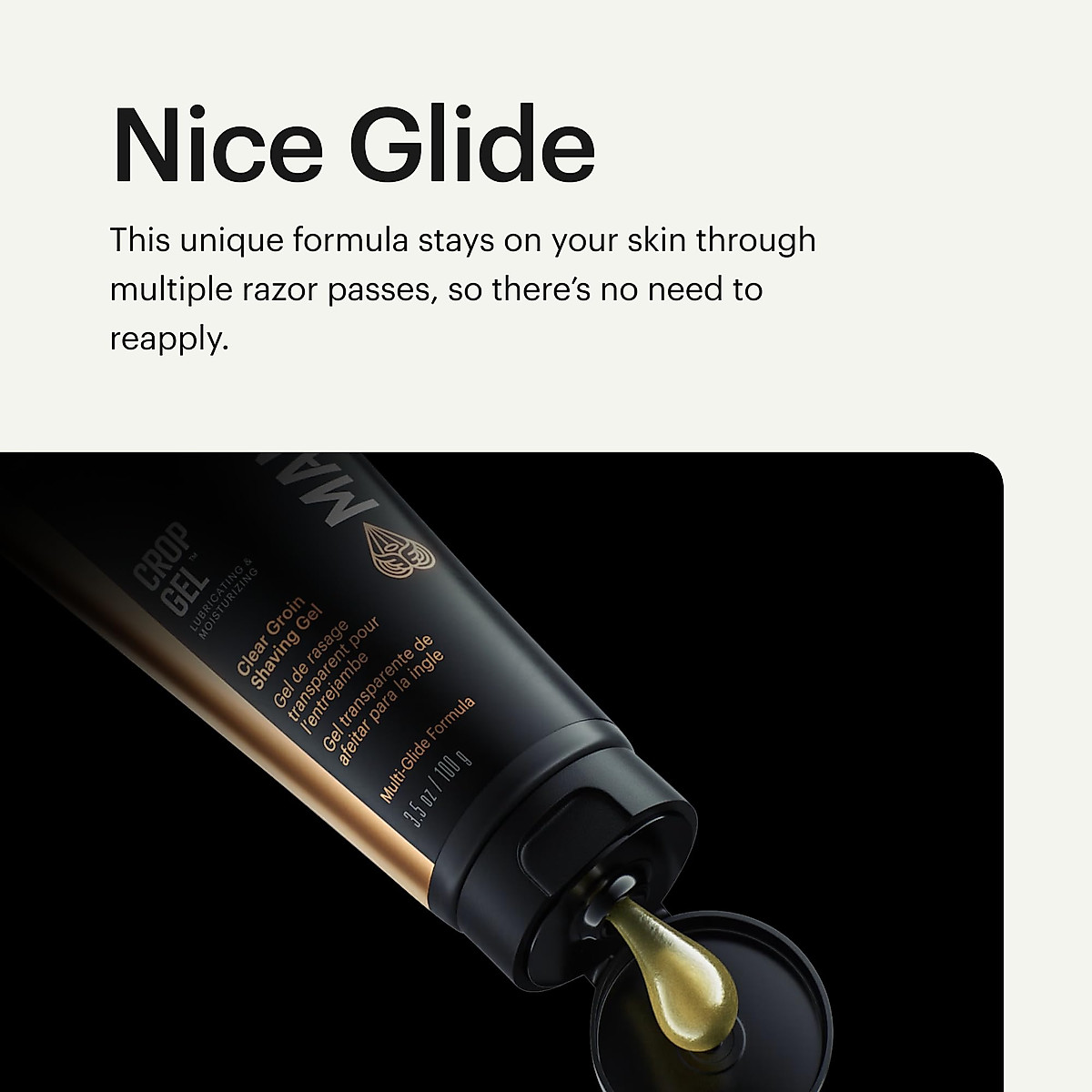 MANSCAPED® Crop Gel® Clear Groin Shaving Gel, Moisturizing and Lubricating Multi-Glide Formula Designed for Below-the-Waist Trimming, Vegan and Paraben-Free (3.5 oz)