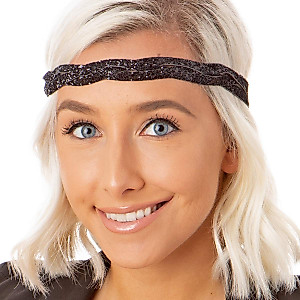 Hipsy Women's Adjustable Cute Fashion Bling Glitter Headband Braid Hairband Multi Pack (3pk Gold/Black/Silver Braided Bling Glitter)