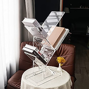 Aizesuro Tabletop Acrylic 3-Tier Standing Tree Bookshelf, CDs/Movies/Books Storage Rack, Organizer Bookcase Shelves for Home Office, Living Room, Bedroom