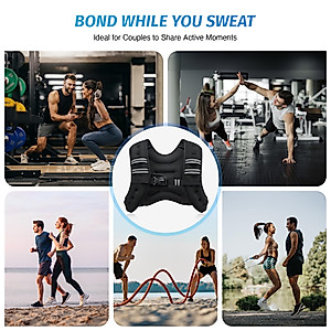 ZELUS Weighted Vest, 6lb/8lb/12lb/16lb/20lb/25lb/30lb Weight Vest with Reflective Stripe for Workout, Strength Training, Running, Fitness, Muscle Building, Weight Loss, Weightlifting, Black(12 lb)